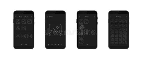 Smartphone Displaying Photo Gallery App Interface With Album Thumbnails And Icons Stock Vector