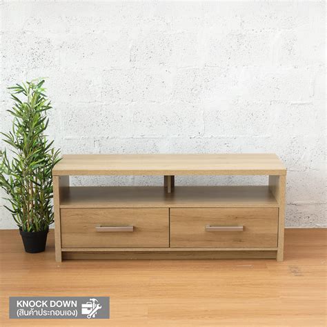 ชั้นวางทีวี 2 ลิ้นชัก สีโอ๊ค Anyhome