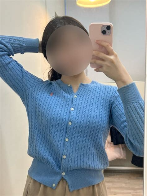폴로 걸즈 가디건 Xl 실착 후기 스카이 블루 핑크 포니 네이버 블로그