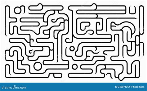 Linear Difficult Maze Game Vector Illustration