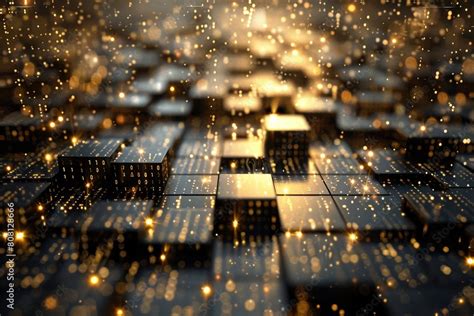 Abstract Data Matrix Matrix Of Data Squares And Symbols Metallic