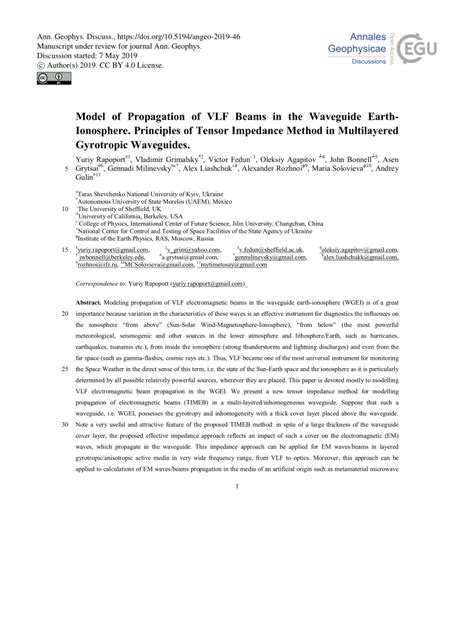 pdf model of propagation of vlf beams in the waveguide earth