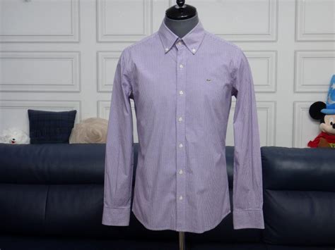 100호 라코스테 남성 체크 면스판 긴팔 셔츠 세컨웨어