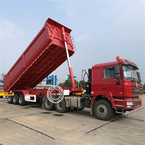 Self Unloading Dump Semi Trailer Front Axle Air Suspension Cargo