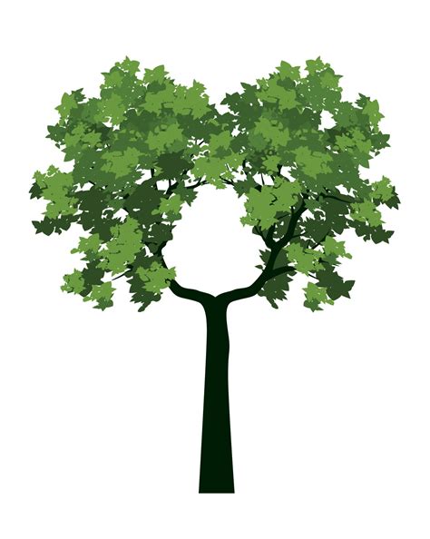 Green Tree With Leaves Vector Outline Illustration Plant In Garden Vector Art At