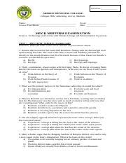 Mock Midterm Exam Science Technology And Society Analysis Course Hero