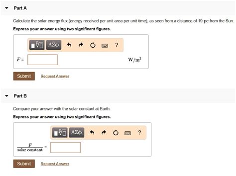 Part A Calculate The Solar Energy Flux Energy Received Per Unit Area Per Unit Time As Seen