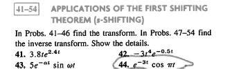 Solved APPLICATIONS OF THE FIRST SHIFTING THEOREM Chegg