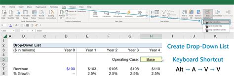 Excel Drop Down List Shortcut Calculator