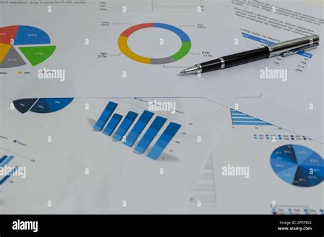 Business Documents Chart And Graph Finance Statistic With Pen Paperwork Report Diagram