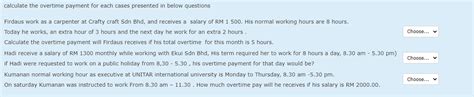 Solved Calculate The Overtime Payment For Each Cases Chegg