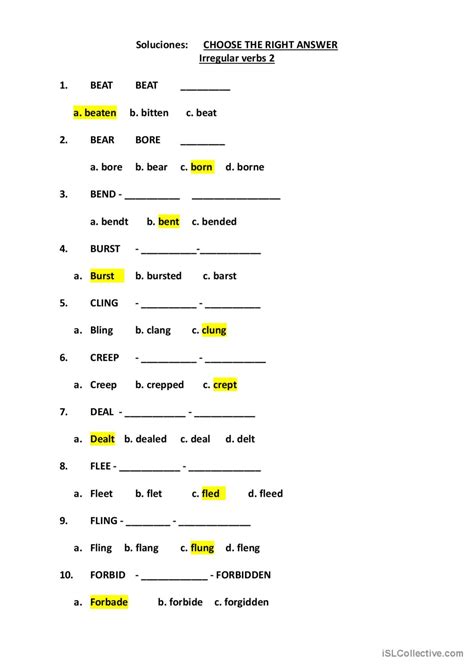 Irregular Verbs 2 Exercise General G English Esl Worksheets Pdf And Doc