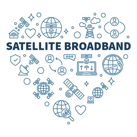 Premium Vector Satellite Broadband Vector Thin Line Heart Shaped Banner Internet Technology