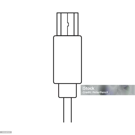 Usb Type B Cable Connector Vector Icon Drawing Illustration Isolated On White Background Stock