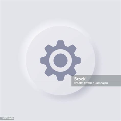 톱니바퀴 아이콘 웹 디자인을 위한 White Neumorphism 소프트 Ui 디자인 응용 프로그램 Ui 등 버튼 벡터 3차원