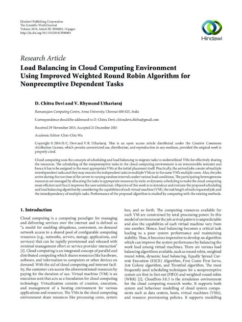 Pdf Research Article Load Balancing In Cloud Computing Machines Using The Combination Of