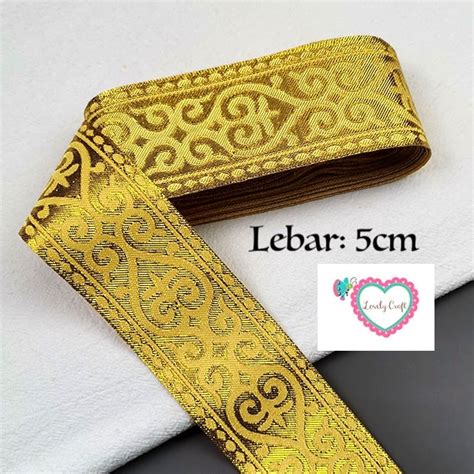 Songket Jacquard Border Lace Ribbon Trim Gold Silver Jacquard Lace Reben Songket Reben Konvo