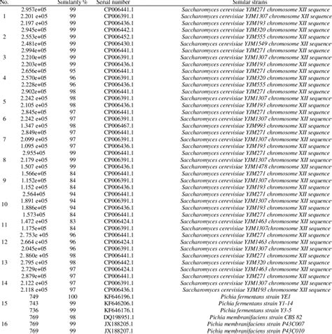 Comparative Results Of Excellent Yeast Sequencing Download Scientific