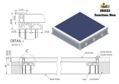 Floor Junction Box IQUBX Patent Aluminium Under Floor Junction Box Cable Trunking System