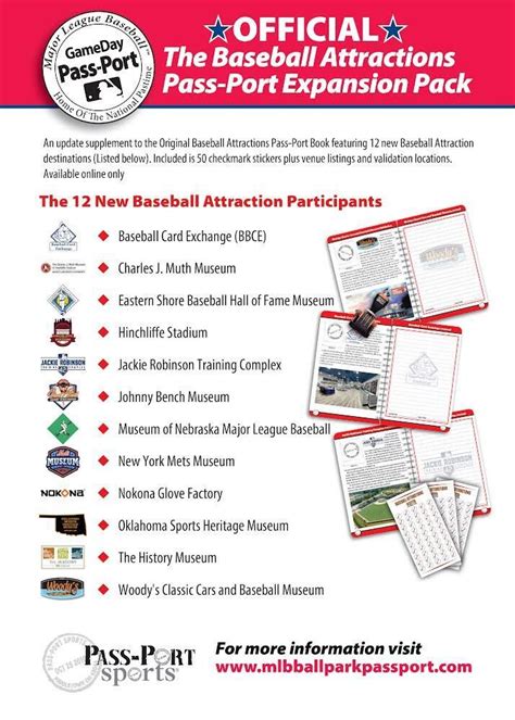 Baseball Attractions Pass Port Expansion Pack Mlb Ballpark Pass Port