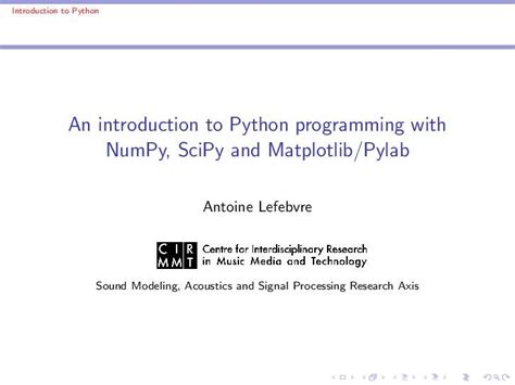 PDF An Introduction To Python Programming With NumPy SciPy And DOKUMEN TIPS