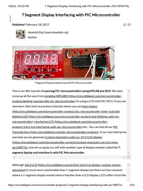 7 segment display interfacing with pic microcontroller pic16f877a