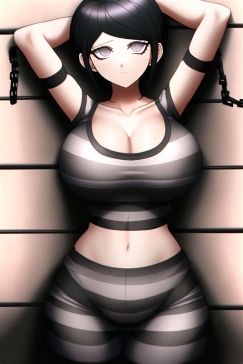 Rule 34 Ai Generated Arms Behind Head Arms Up Black Hair Cleavage Danganronpa Danganronpa