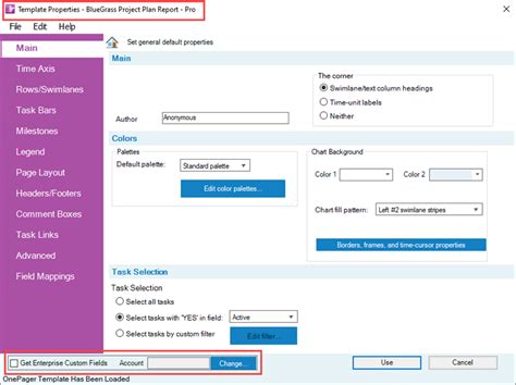 using enterprise custom fields from microsoft project for onepager pro for version 7 0