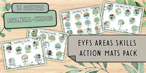 Botanical Themed Eyfs Areas Skills Action Mats Pack Twinkl