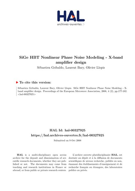 Pdf Sige Hbt Nonlinear Phase Noise Modeling X Band Amplifier Design