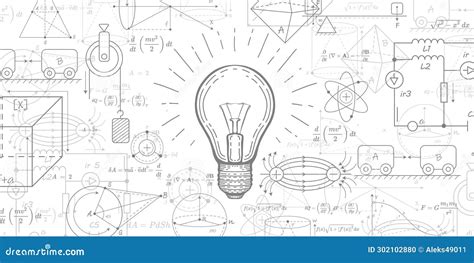 Glowing Light Bulb Concept School Background In Physics And