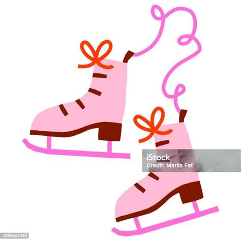 귀여운 컷 아웃 스타일 아이스 스케이트 벡터 일러스트 레이 션 손으로 그린 간단한 겨울 취미 그래픽 요소 12월에 대한 스톡 벡터 아트 및 기타 이미지 Istock