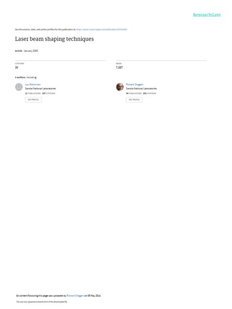 Laser Beam Shaping Techniques Pdf Diffraction Coherence Physics