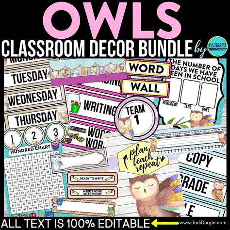 Owl Classroom Theme Decorations Bundle Clutter Free Classroom Store