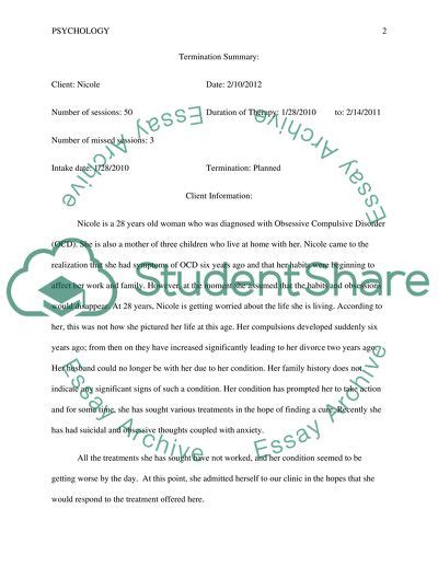 Termination Summary Of A Client Term Paper Example Topics And Well