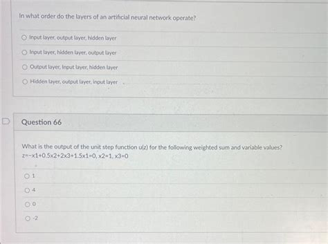 Solved In What Order Do The Layers Of An Artificial Neural