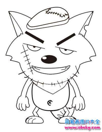 儿童卡通人物简笔画：灰太狼 灰太狼 儿童简笔画图片大全