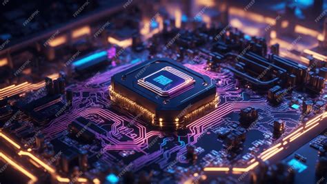 Premium Ai Image Integrated Microchip Circuit Board Futuristic Aesthetics