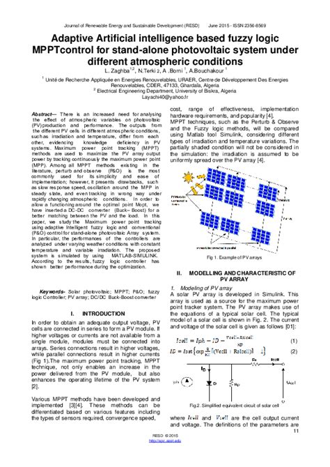 Pdf Adaptive Artificial Intelligence Based Fuzzy Logic Mpptcontrol