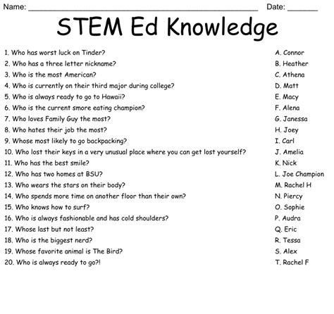 Stem Worksheets