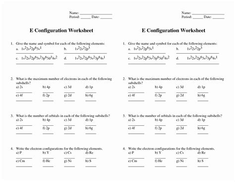 Quantum Numbers Practice Worksheet Chessmuseum Template Library