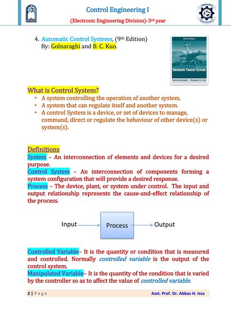 Solution Control Engineering I Lec 01 Introduction To Control Systems
