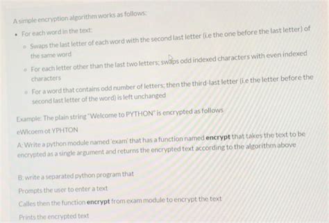 Solved A Simple Encryption Algorithm Works As Follows For