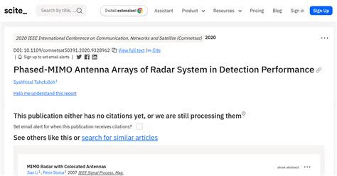 Phased Mimo Antenna Arrays Of Radar System In Detection Performance [scite Report]