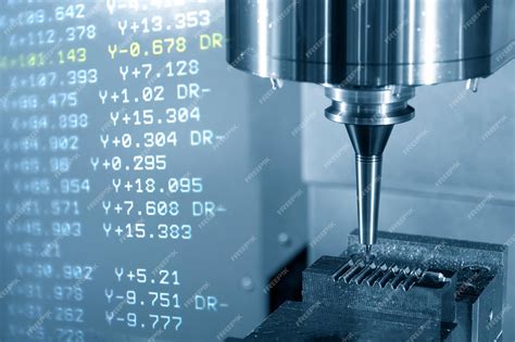 Premium Photo The Abstract Scene Of Cnc Milling Machine And The Gcode