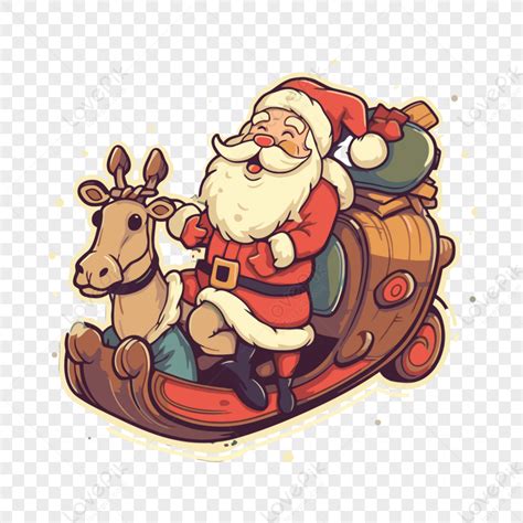 산타클로스가 썰매를 타고 순록 클립 아트 벡터상표 Png 일러스트 무료 다운로드 Lovepik