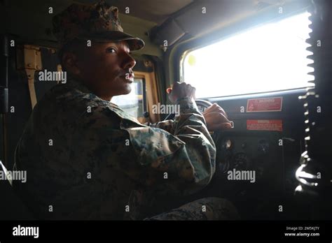 U S Marine Corps Cpl Gerry Flores A Motor Vehicle Operator With 3rd Landing Support Battalion