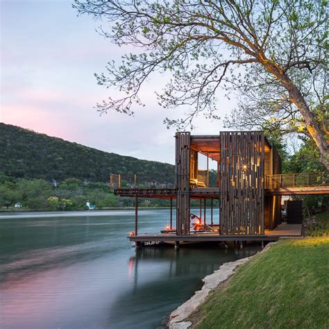 Off Grid Boathouse By Andersson Wise Sits On Lake Austin