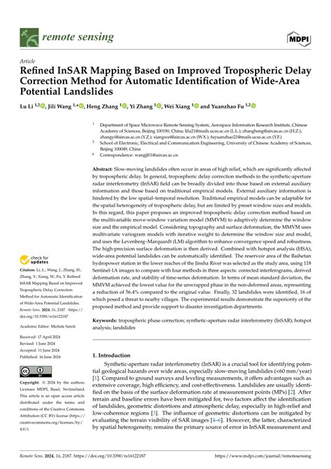 Pdf Refined Insar Mapping Based On Improved Tropospheric Delay Correction Method For Automatic