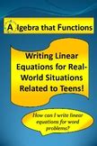 Writing Linear Equations For Word Problems Related To Teens Distance